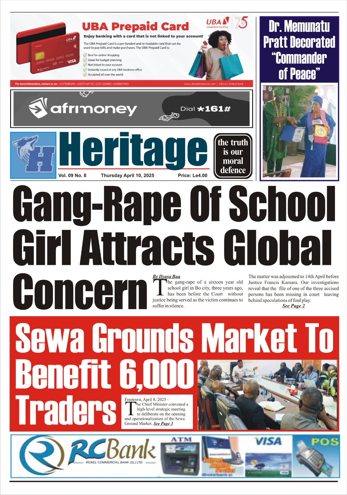 Gang-rape of school girl attracts global concern - Heritage NewsPaper -Sierra Leone